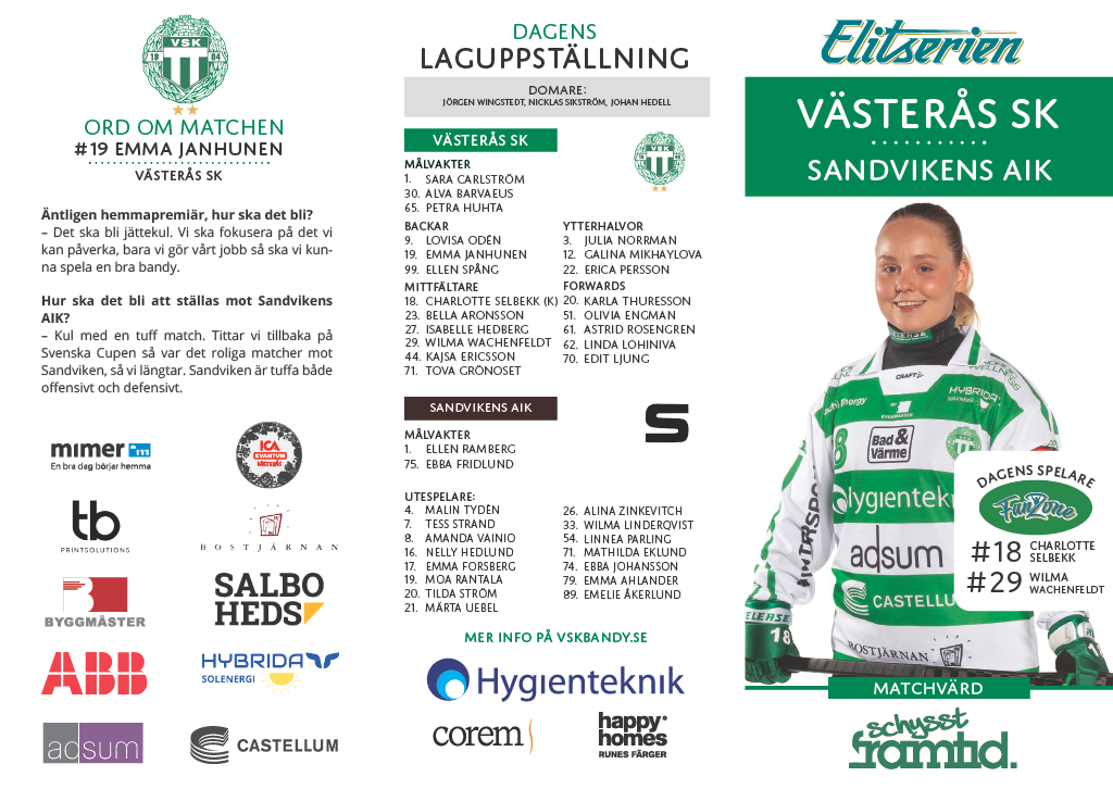 Matchprogram - VSK Bandy